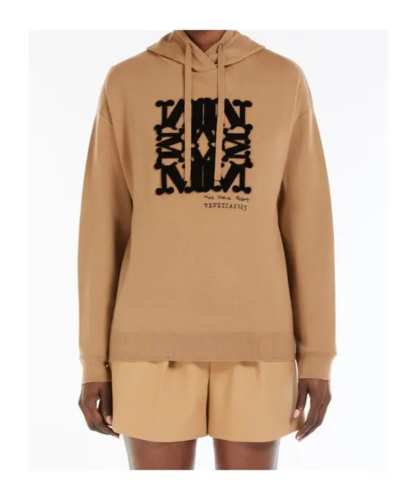 Max Mara Maxmaragram" Jacquard Wool Hoodie - Camel