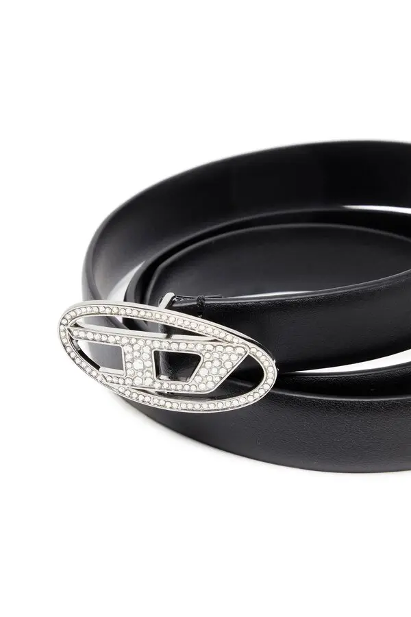 DIESEL® B-1dr 20 Belt With Crystal Embellished Buckle - Black