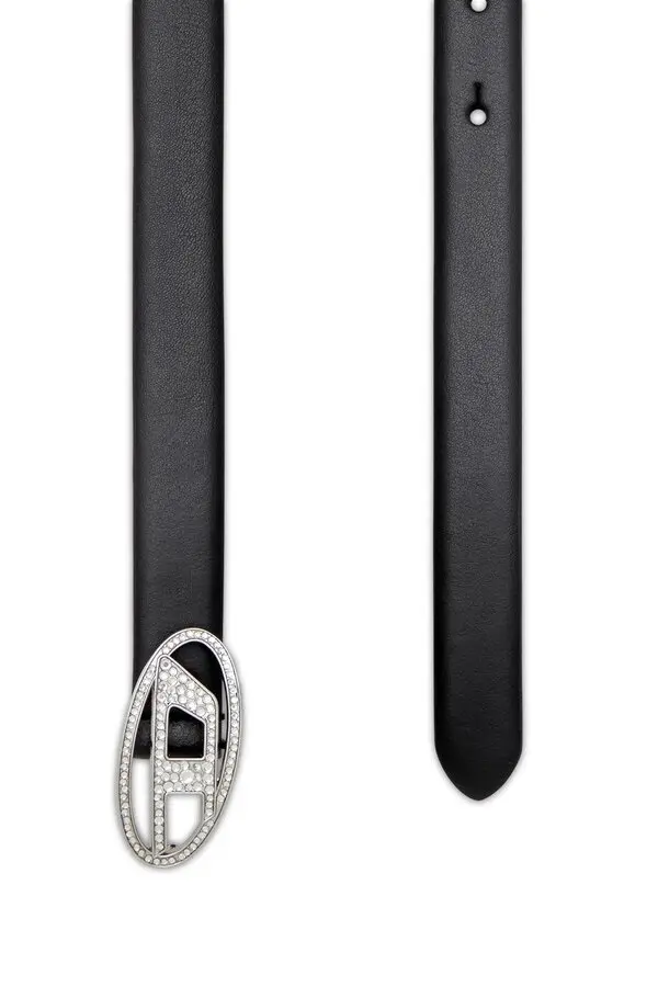 DIESEL® B-1dr 20 Belt With Crystal Embellished Buckle - Black