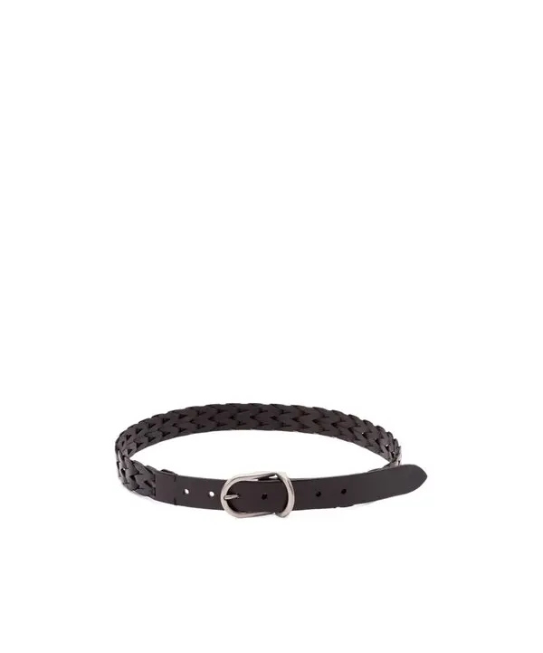 Brunello Cucinelli Braided Leather Belt With Pin Buckle - Black