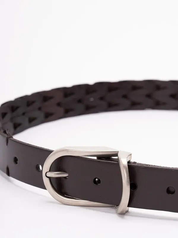 Brunello Cucinelli Braided Leather Belt With Pin Buckle - Black