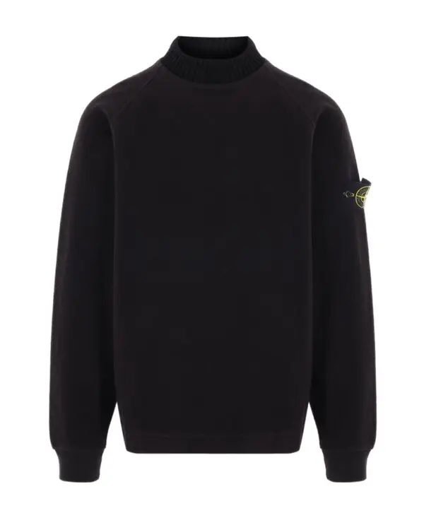 Stone Island Compass-motif Mock Neck Layered Sweatshirt