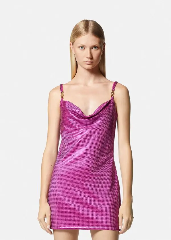 Versace Metal Mesh Mini Dress With Medusa Hardware