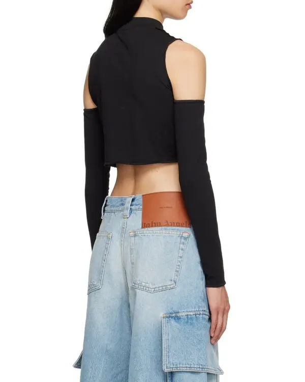 Palm Angels Logo Embroidered Cut-out Detailed Top