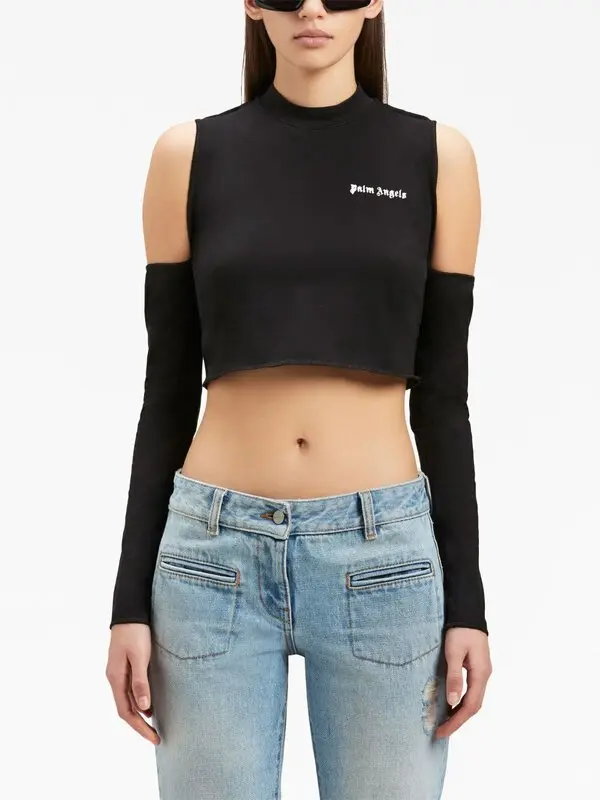 Palm Angels Logo Embroidered Cut-out Detailed Top