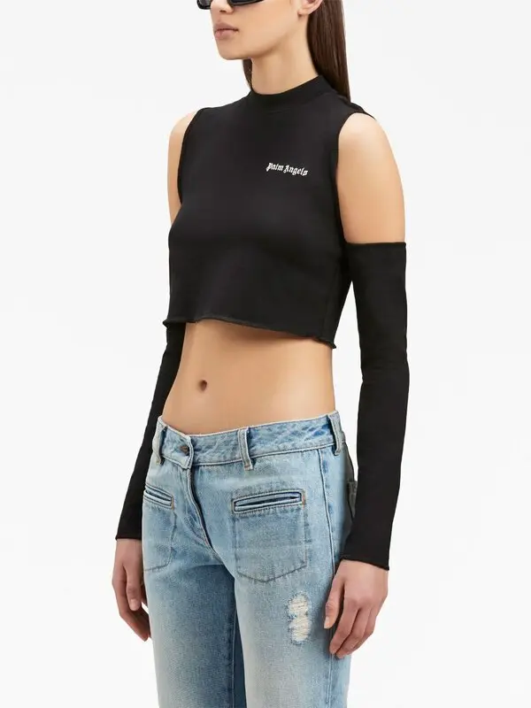 Palm Angels Logo Embroidered Cut-out Detailed Top