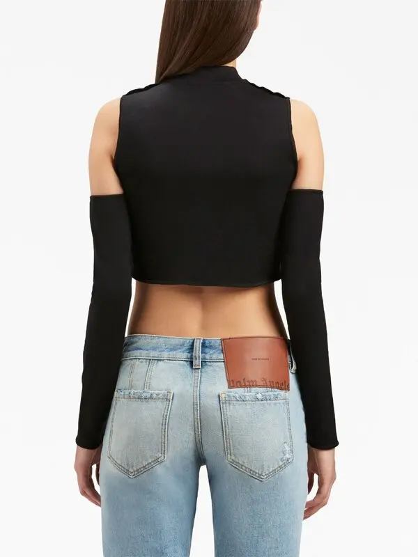 Palm Angels Logo Embroidered Cut-out Detailed Top