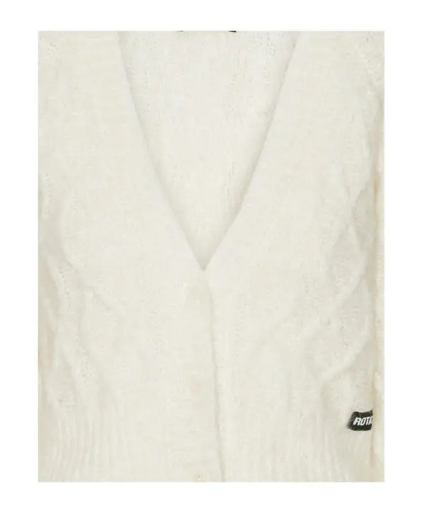 ROTATE BY BIRGER CHRISTENSEN Fluffy Knit Cropped Cardigan - White