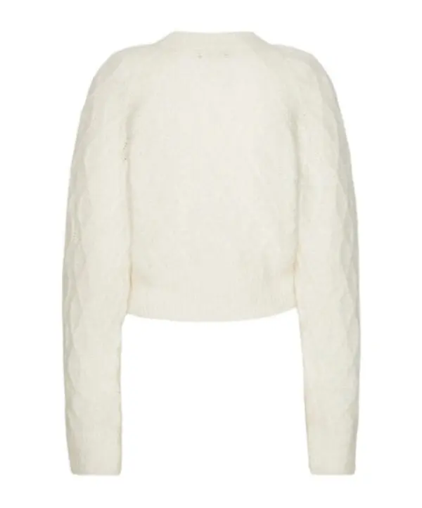 ROTATE BY BIRGER CHRISTENSEN Fluffy Knit Cropped Cardigan - White