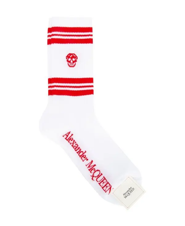Alexander McQueen Striped Skull Socks - White