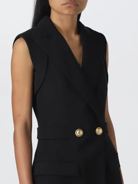 Balmain Sleeveless Logo Lapel Dress