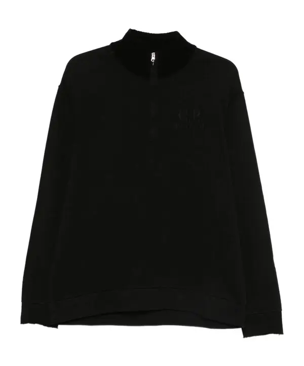 C.P. COMPANY Logo-embroidered Half-zip Sweatshirt - Black