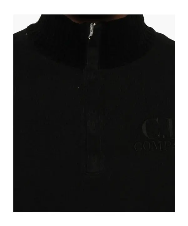C.P. COMPANY Logo-embroidered Half-zip Sweatshirt - Black