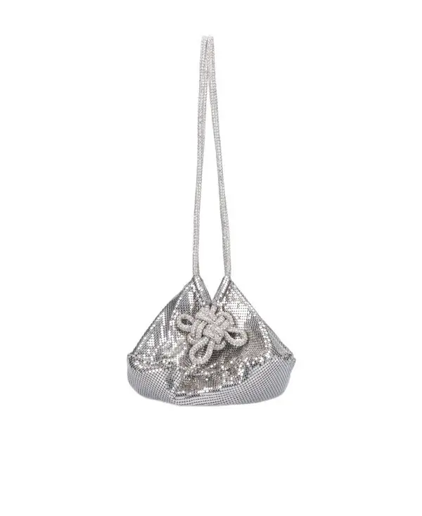 Kara Crystal Knot Shoulder Bag - Gray