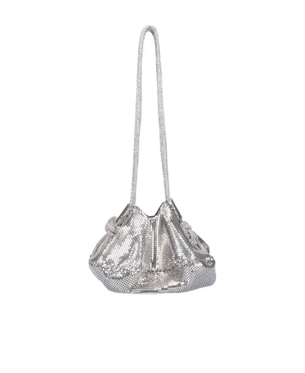 Kara Crystal Knot Shoulder Bag - Gray
