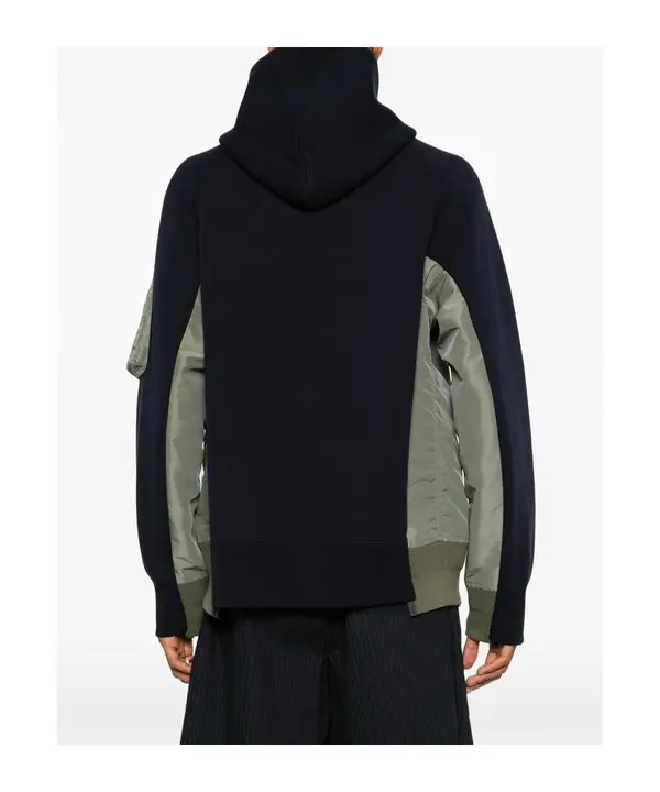 Sacai Panelled Drawstring Hoodie - Black