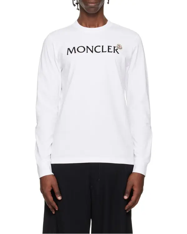 Moncler Logo Long Sleeve T-shirt - White
