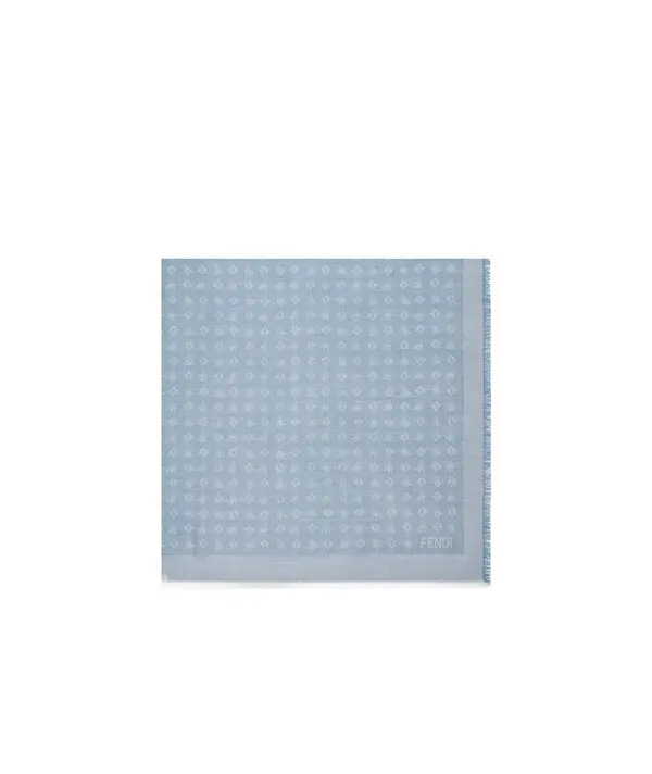 Fendi Ff Jacquard Frayed-edge Scarf - Blue