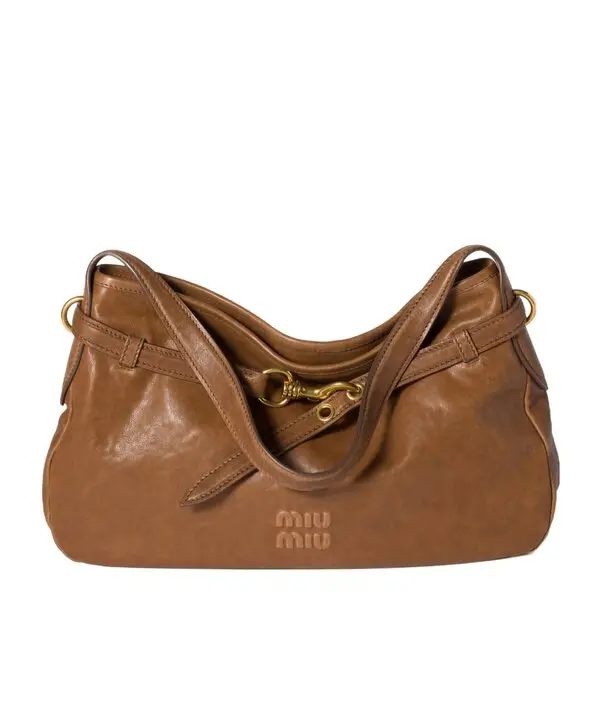 Miu Miu Nappa Leather Shoulder Bag - Oak
