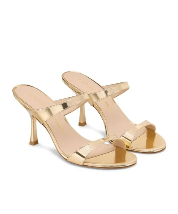 STUART WEITZMAN Nudist Slide 85 Metallic Heeled Sandals - Nude