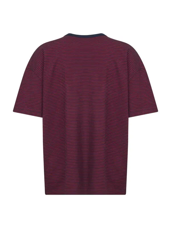 Prada Striped Crewneck T-shirt - Amaranth Red/blue