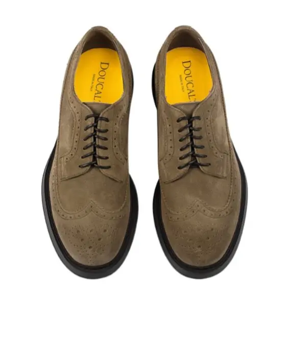 DOUCAL'S Suede Dovetail Lace-up Oxfords - Light Brown