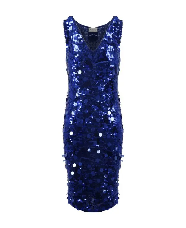 P.a.r.o.s.h Sequin Embellished V-neck Midi Dress - Blue