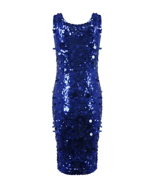 P.a.r.o.s.h Sequin Embellished V-neck Midi Dress - Blue