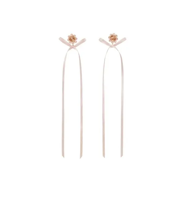 Simone Rocha Bow Ribbon Stud Earrings - Pale Pink