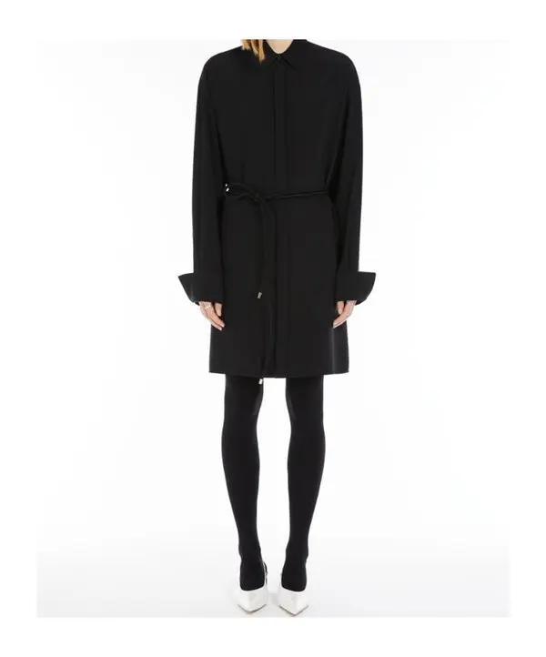 Sportmax Oversized Stretch-silk Shirt Dress - Black
