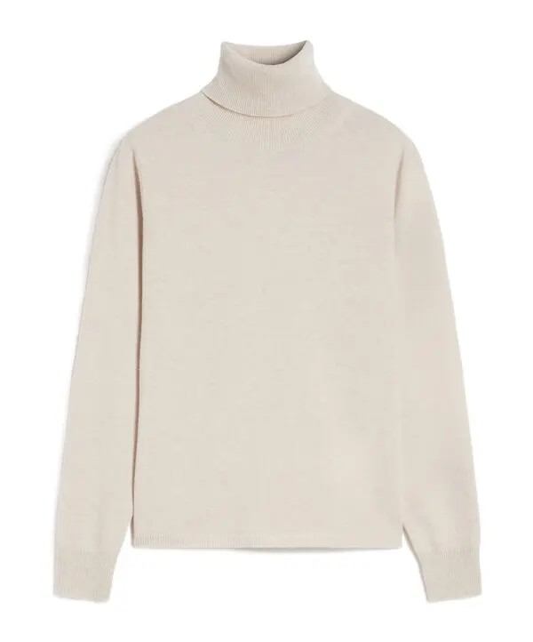 Max Mara Roll-neck Knitted Jumper With Ribbed Details - Beige