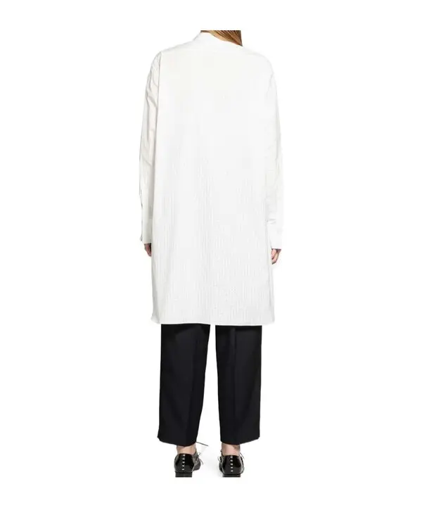 JIL SANDER Band Collar Buttoned Shirt With Curved Hem