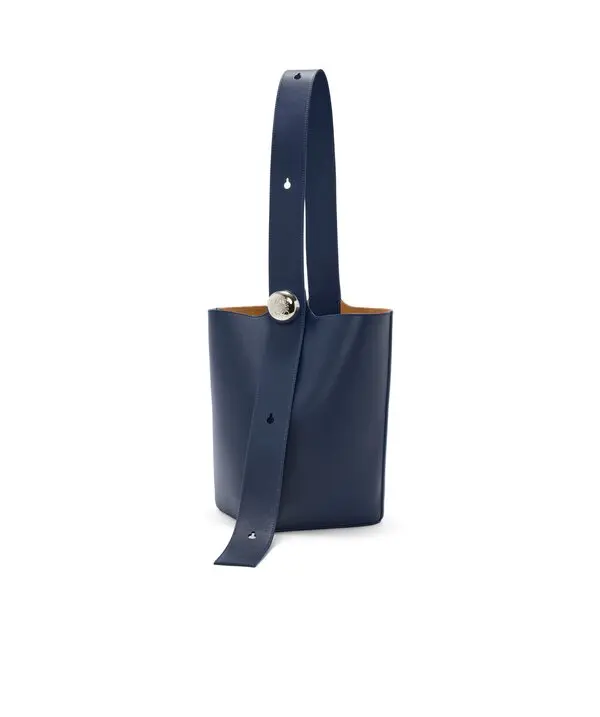 Loewe Medium Pebble Bucket Bag In Mellow Calfskin - Abyss Blue