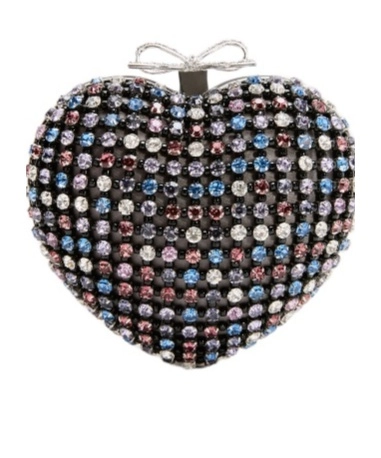 SELF-PORTRAIT Embellished Heart Clutch Bag - Multicolor