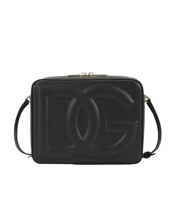 Dolce & Gabbana Logo Embossed Medium Camera Bag - Black