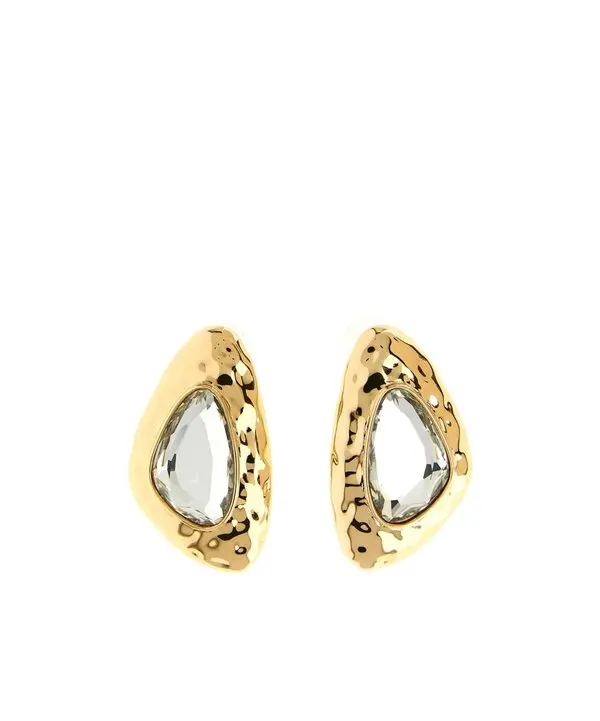SELF-PORTRAIT Crystal-embellished Hammered Earrings - Yellow