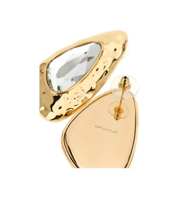 SELF-PORTRAIT Crystal-embellished Hammered Gold-tone Earrings - Yellow