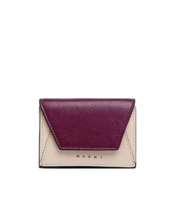 Marni Purple And White Leather Tri-fold Wallet - Red