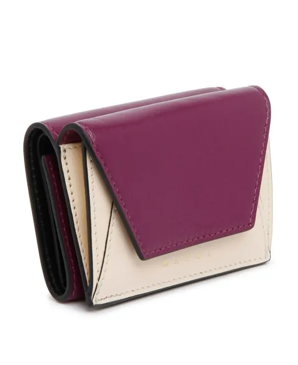 Marni Purple And White Leather Tri-fold Wallet - Red