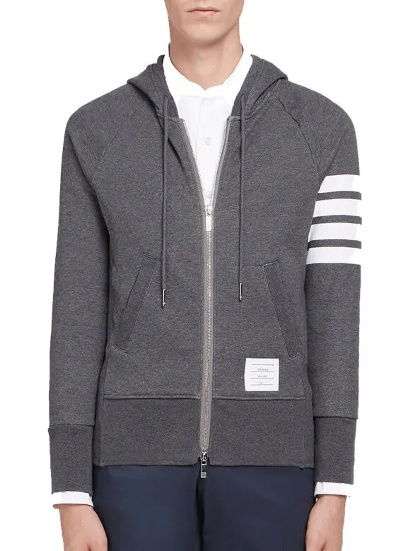 Thom Browne Classic Loopback 4-bar Zip Hoodie - Dark Grey
