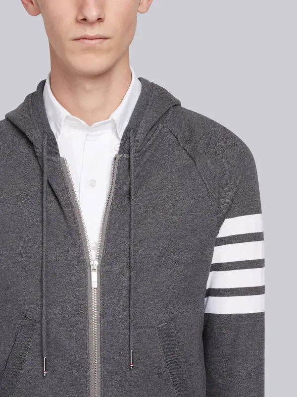 Thom Browne Classic Loopback 4-bar Zip Hoodie - Dark Grey