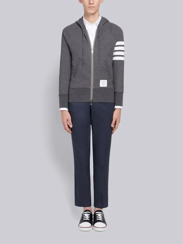 Thom Browne Classic Loopback 4-bar Zip Hoodie - Dark Grey