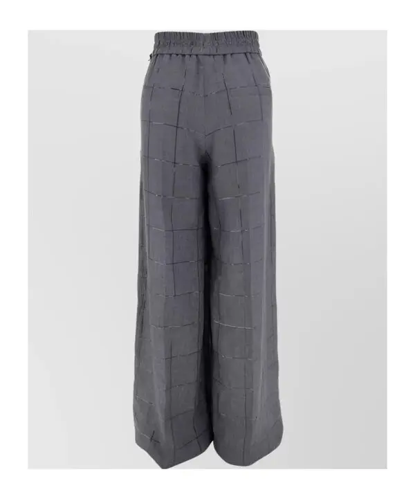 Brunello Cucinelli Checked Wide-leg Pants - Gray