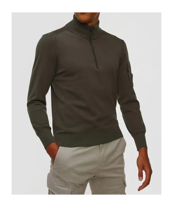 C.P. COMPANY Half-zip Ribbed Sweater - Grey