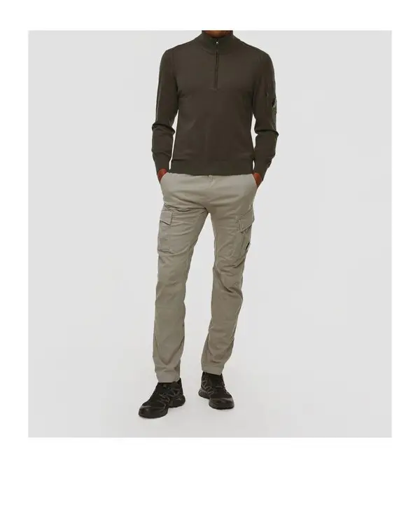 C.P. COMPANY Half-zip Ribbed Sweater - Grey
