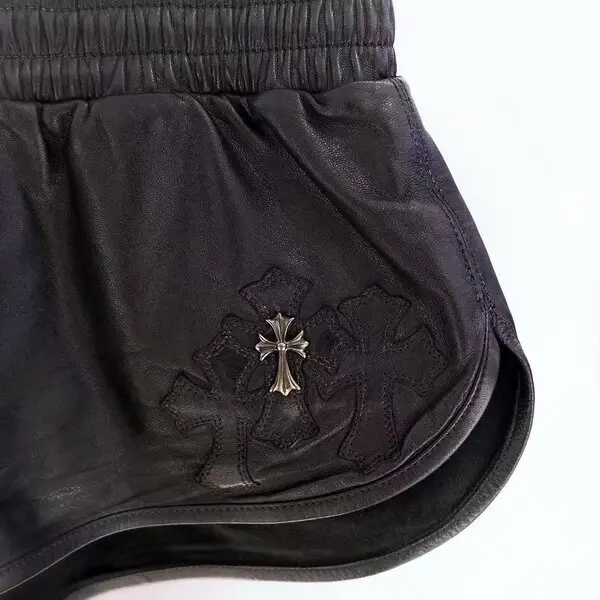 Chrome Hearts Leather Cross-patched Shorts