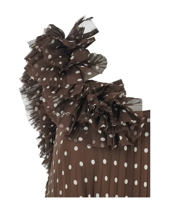 P.a.r.o.s.h Polka-dot Ruffled Midi Dress - Green