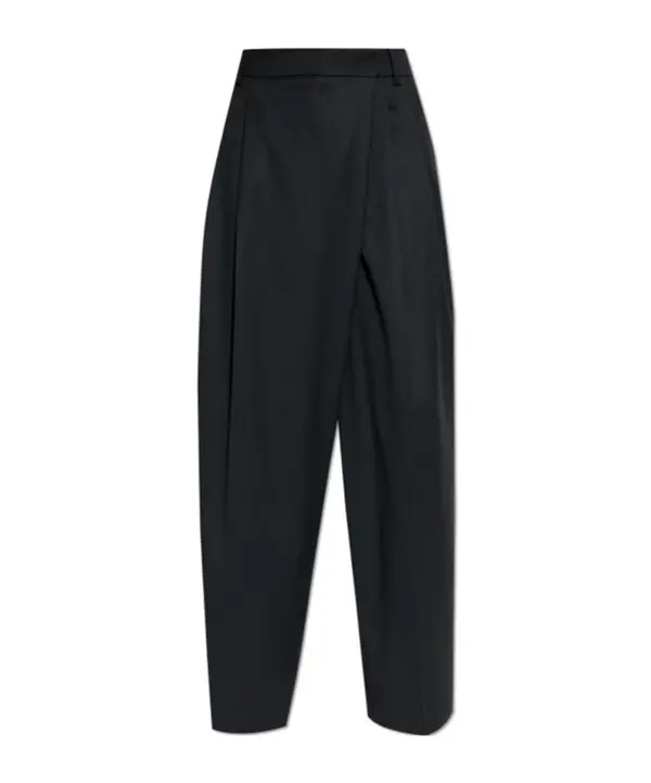 GANNI Wide-leg Pleated Trousers - Black