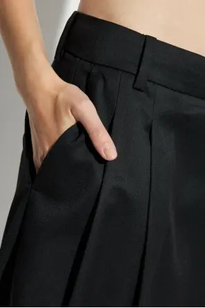 GANNI Wide-leg Pleated Trousers - Black