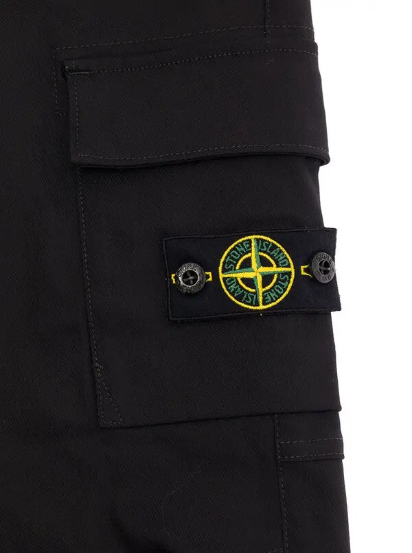 Stone Island Cargo Trousers With Detachable Compass Badge - Black